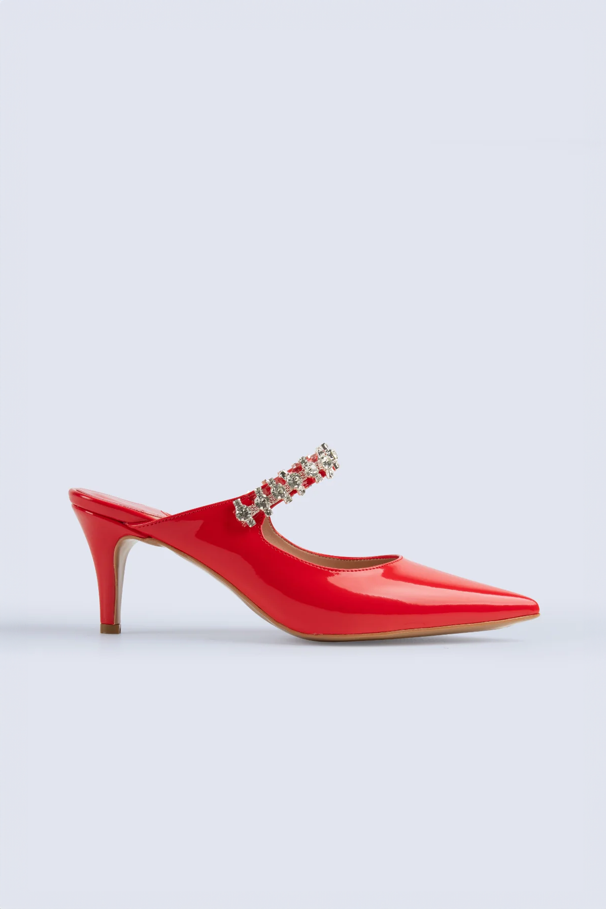 Valentina Belt Stone-Detail Red Evening Shoes - Tacchi